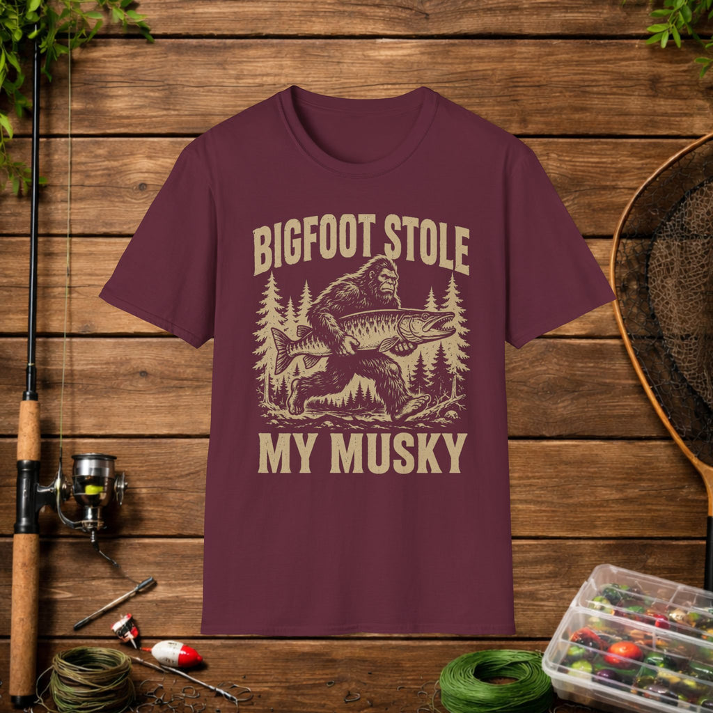 Bigfoot Stole My Musky T-Shirt — Funny Muskie Fishing Tee | Wild ...